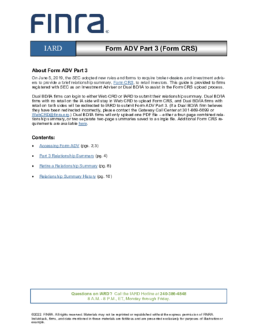 Form ADV Part 3 (Form CRS) | IARD
