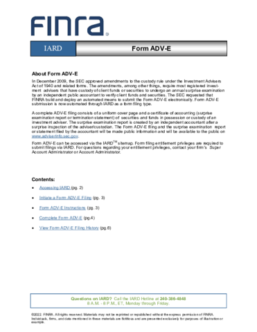 Form ADV-E | IARD